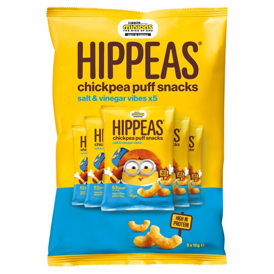 Hippeas Chickpea Puff Snacks Salt & Vinegar 5X15g - Tesco Groceries