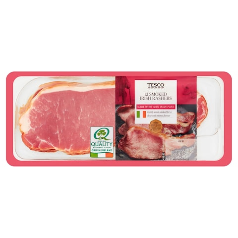 Tesco Irish Smoked Back Bacon Rashers 502G - Tesco Groceries
