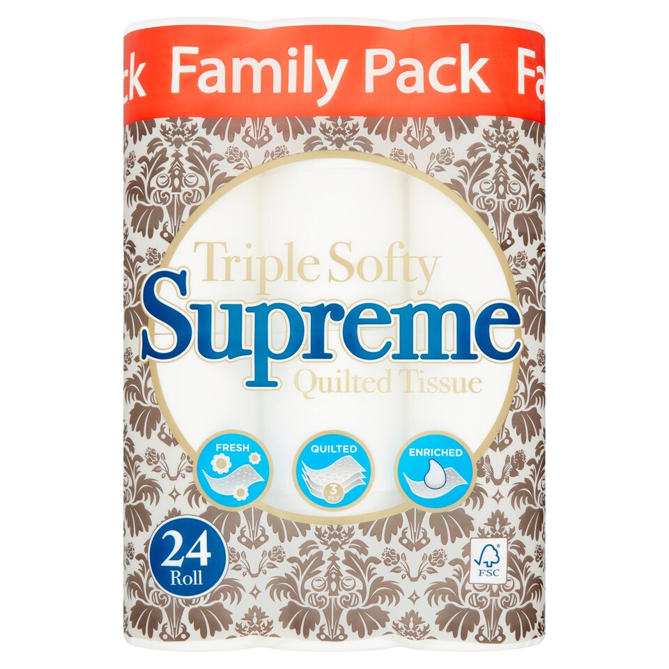 Triple Softy Supreme Quilted Toilet Tissue 24 Roll - Tesco Groceries
