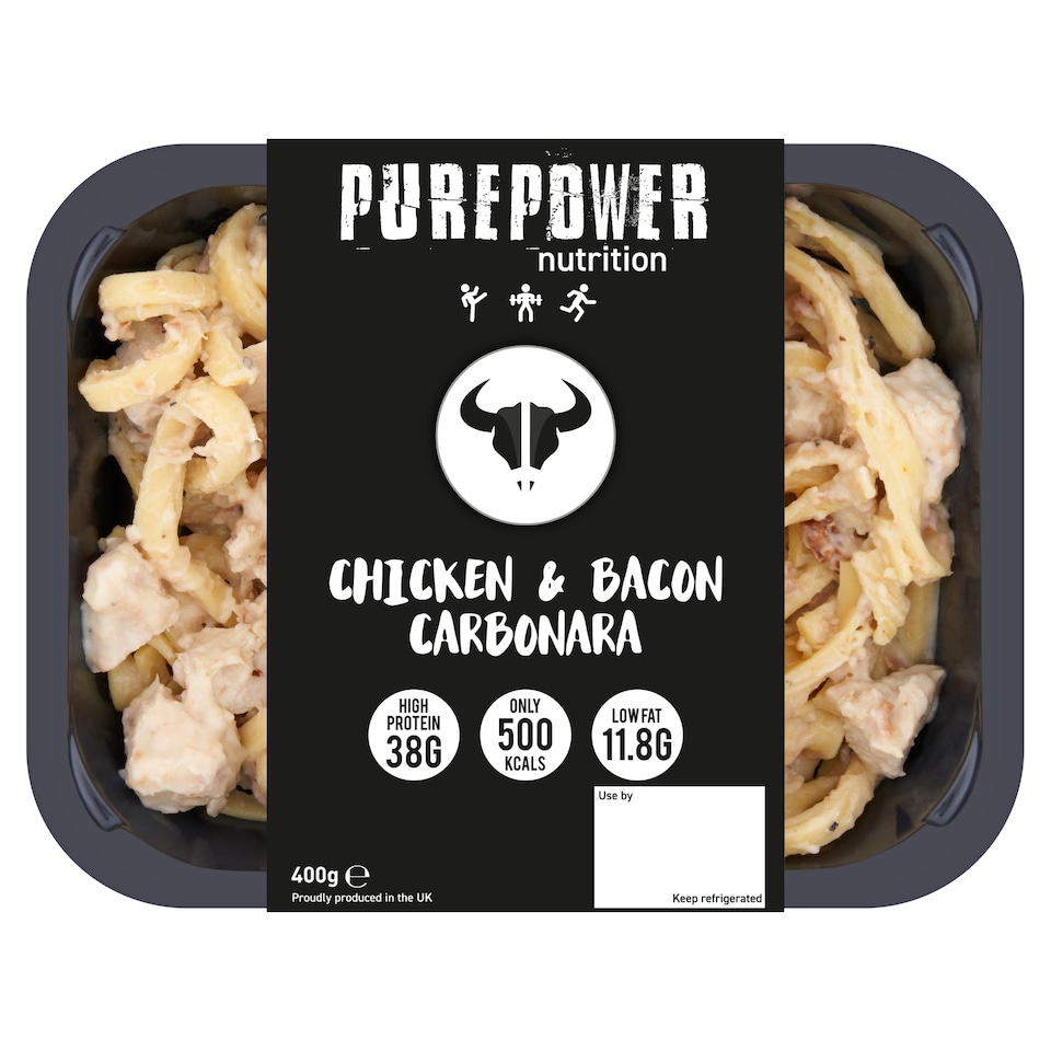 PUREPOWER NUTRITION CHICKEN AND BACON CARBONARA 400G - Tesco Groceries