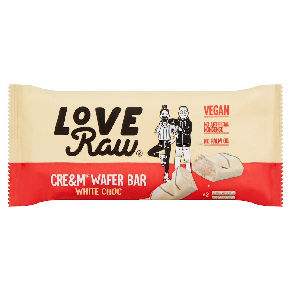 Love Raw Vegan White Chocolate Cream Wafer Bar 45G - Tesco Groceries
