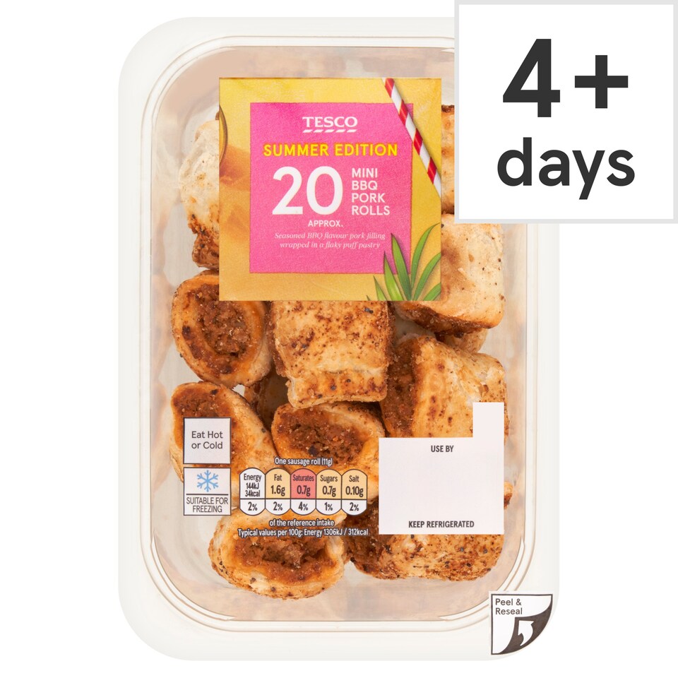 TESCO 20 MINI BBQ PORK ROLLS 220g - Tesco Groceries