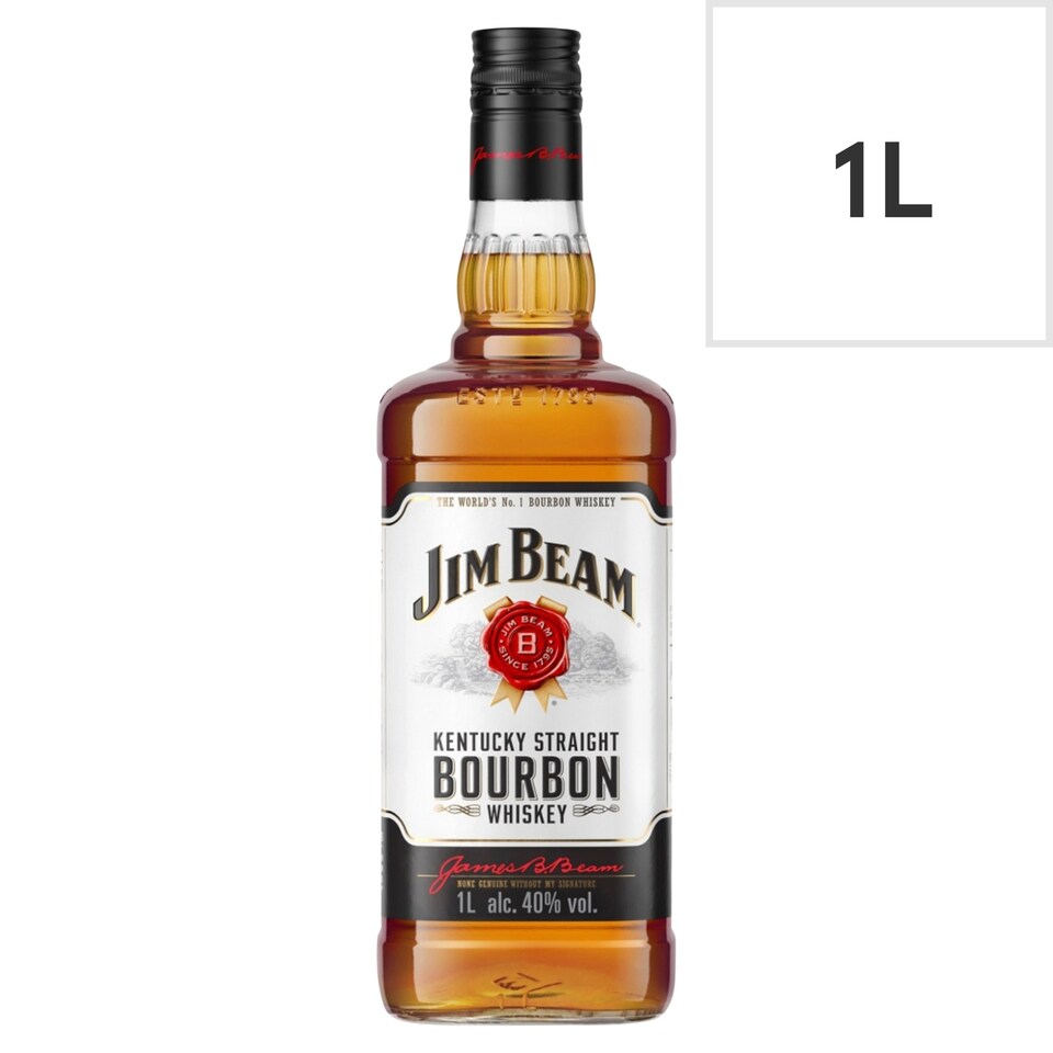 Jim Beam Kentucky Straight Bourbon Whiskey 1L - Tesco Groceries