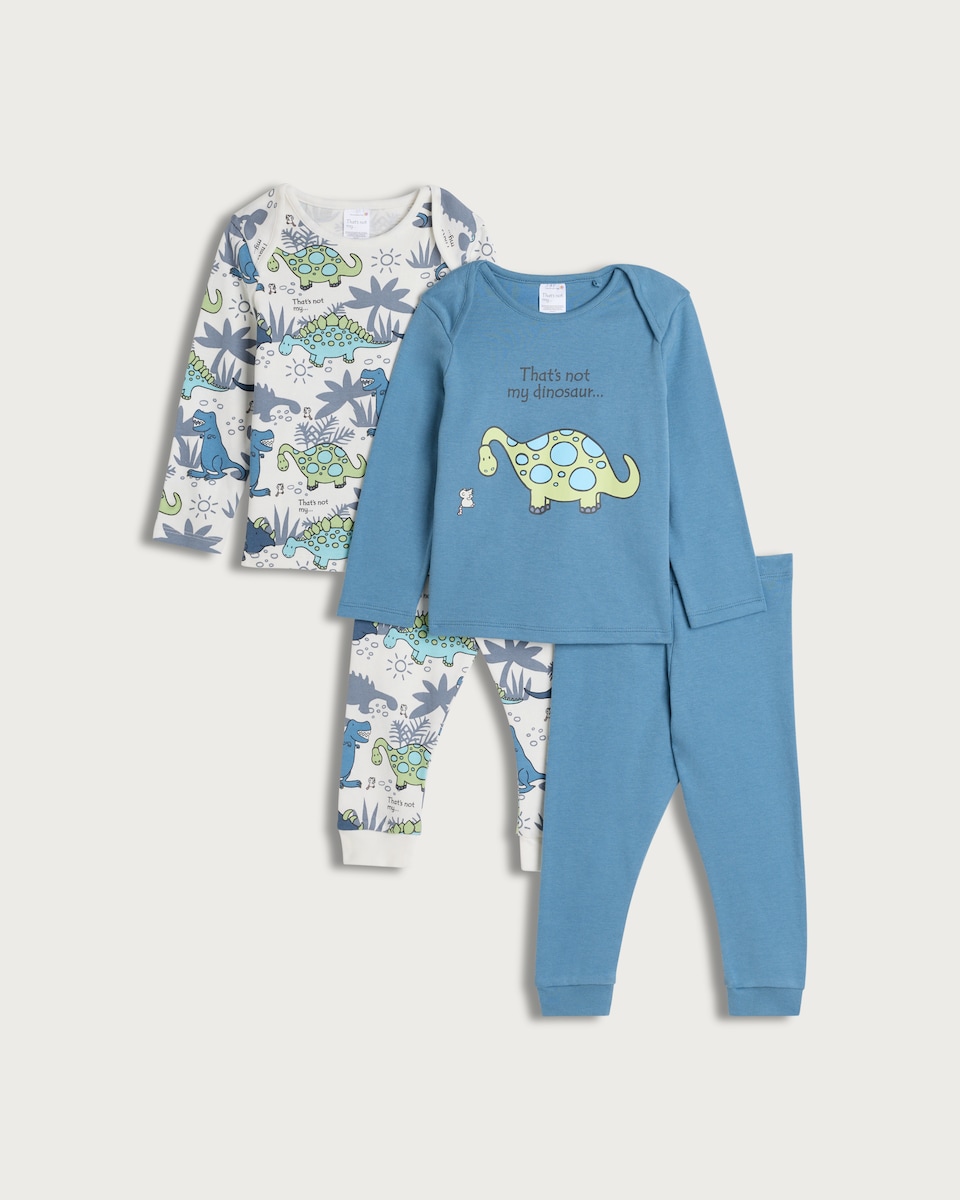 That's Not My Dinosaur 2-Pack Pure Cotton Pyjama Sets in Blue - Tesco ...