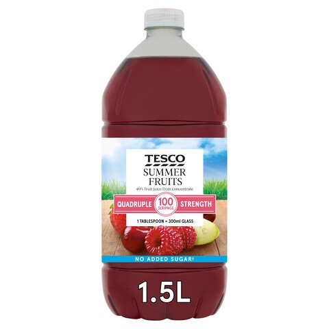 Tesco Quadruple Strength Summer Fruits Squash 1.5L - Tesco Groceries