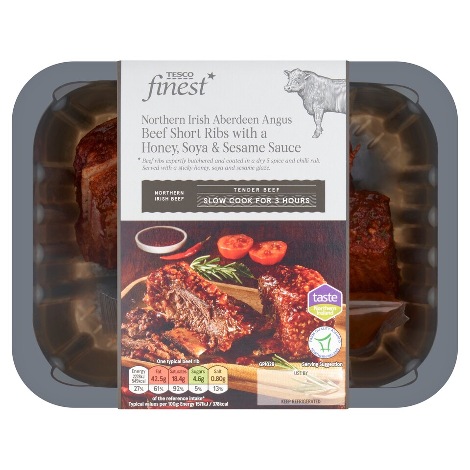 Tesco Finest Northern Irish Aberdeen Angus Beef Short Ribs with a Honey ...