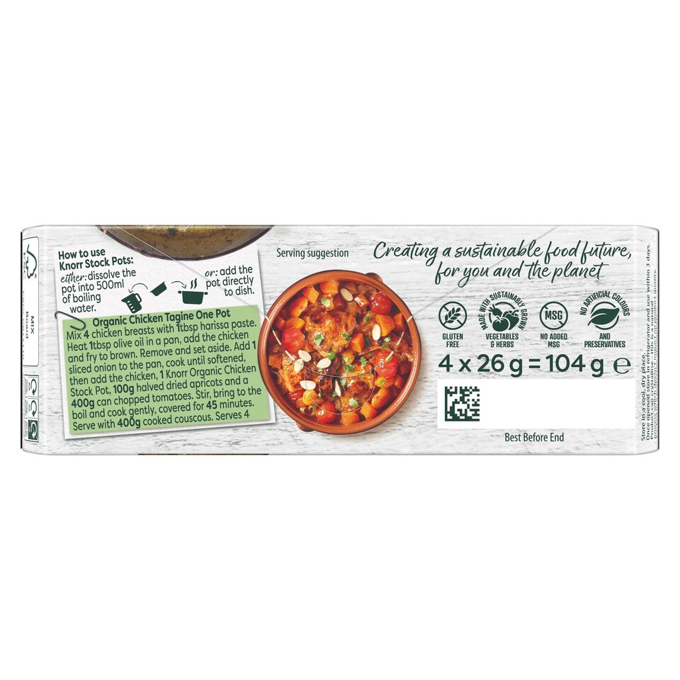 Knorr Organic Chicken Stock Pot 4x26g - Tesco Groceries