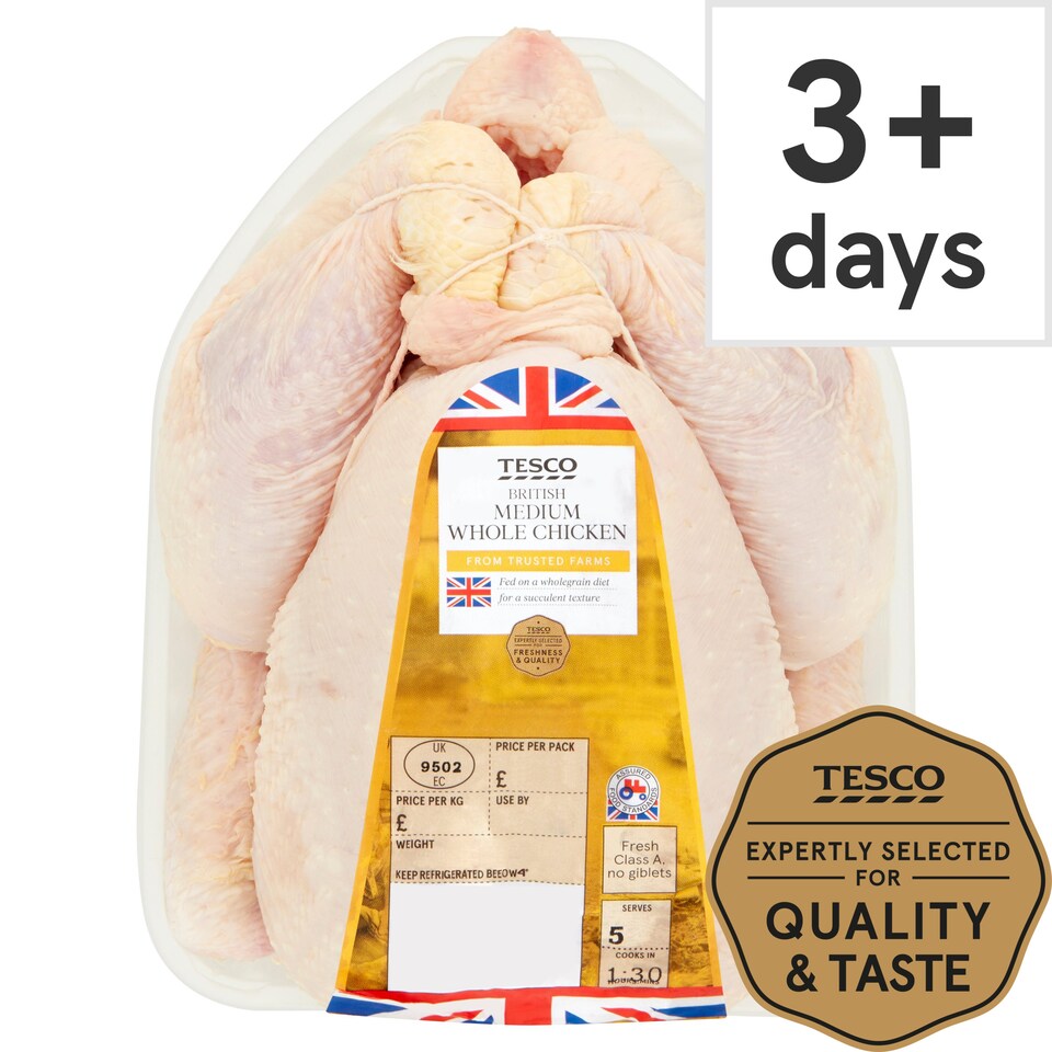 Tesco British Whole Chicken 1.35-1.55Kg - Tesco Groceries