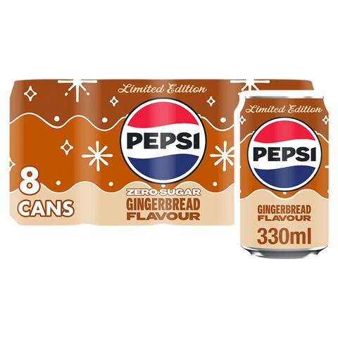Pepsi Zero Sugar Gingerbread Flavour 8x330ML - Tesco Groceries