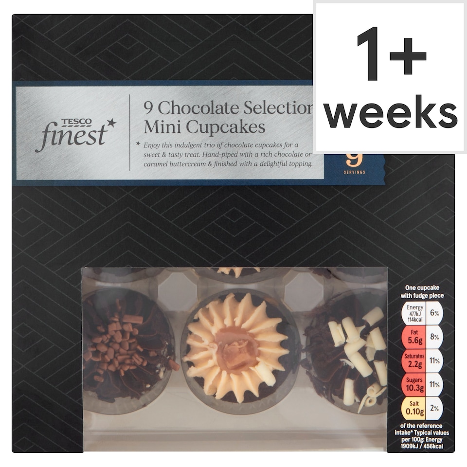 Tesco Finest 9 Chocolate Selection Mini Cupcakes - Tesco Groceries