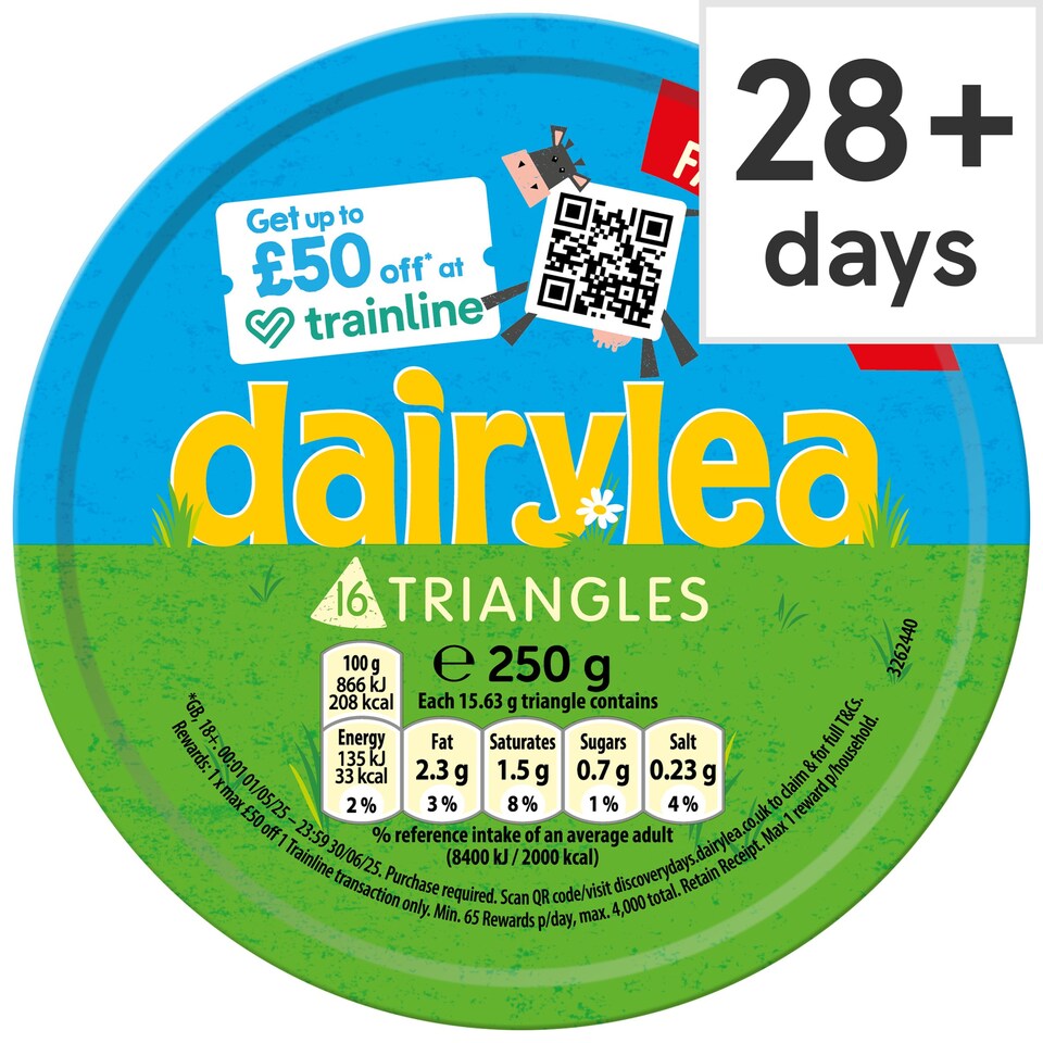 Dairylea Cheese Spread Triangles 16 pack 16x15.6G - Tesco Groceries