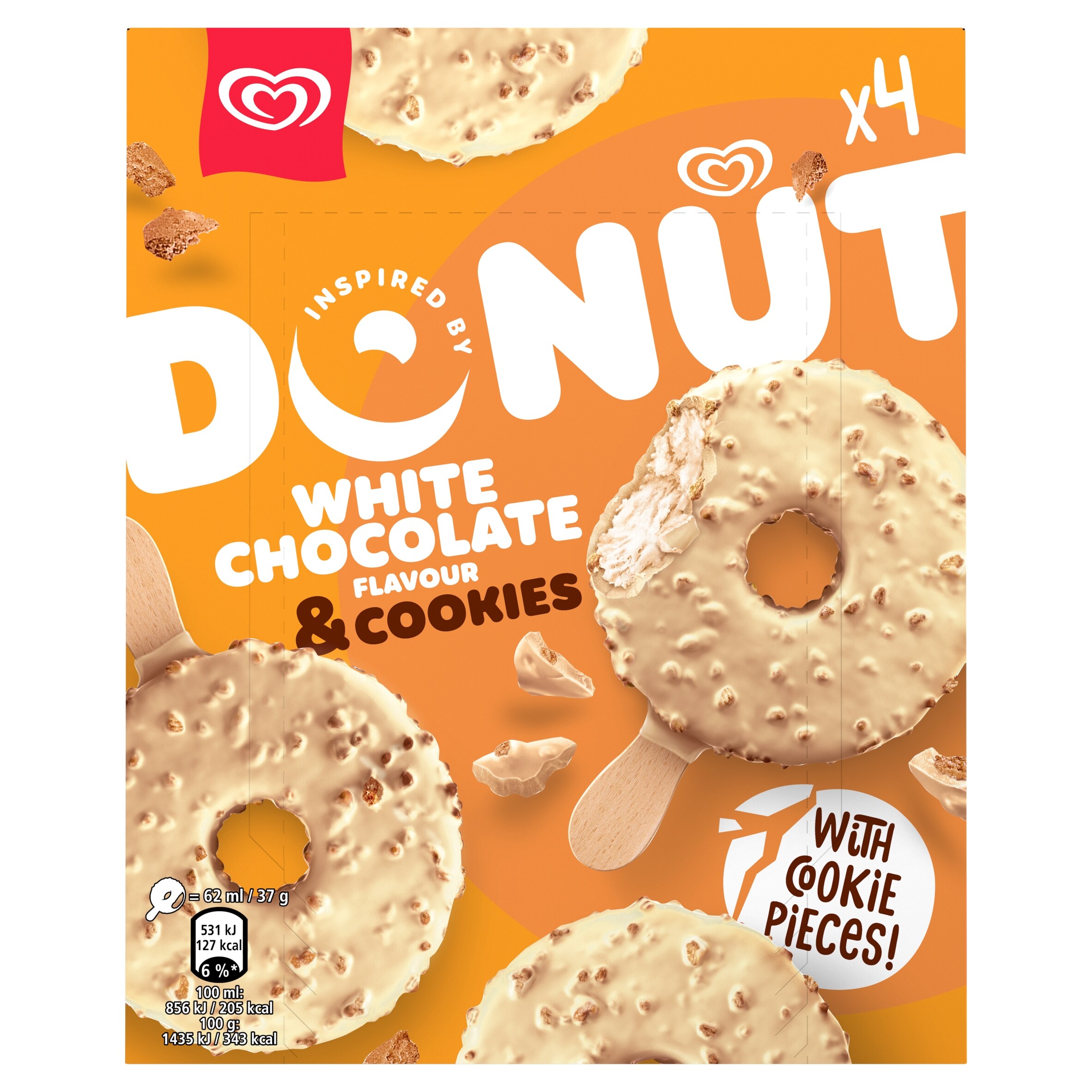 ALGIDA Multipack Donut Pálcikás Jégkrém Fehér csokoládés 4 x 62 ml ...