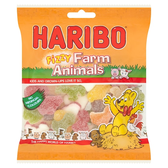 HARIBO FIZZY FARM ANIMALS SWEETS 215g - Tesco Groceries