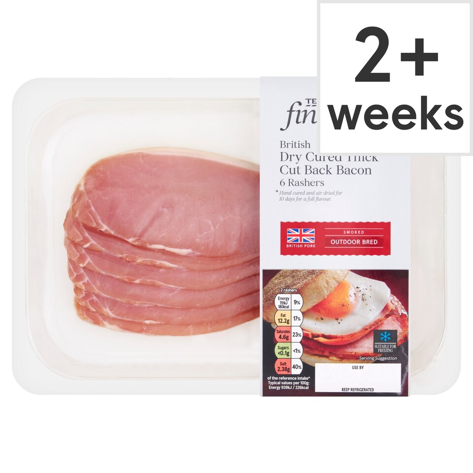 Tesco Finest Dry Cured Back Bacon 6 Rashers 240G - Tesco Groceries