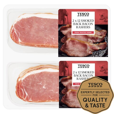 Tesco Smoked Twin Pack Back Bacon 2X360g - Tesco Groceries