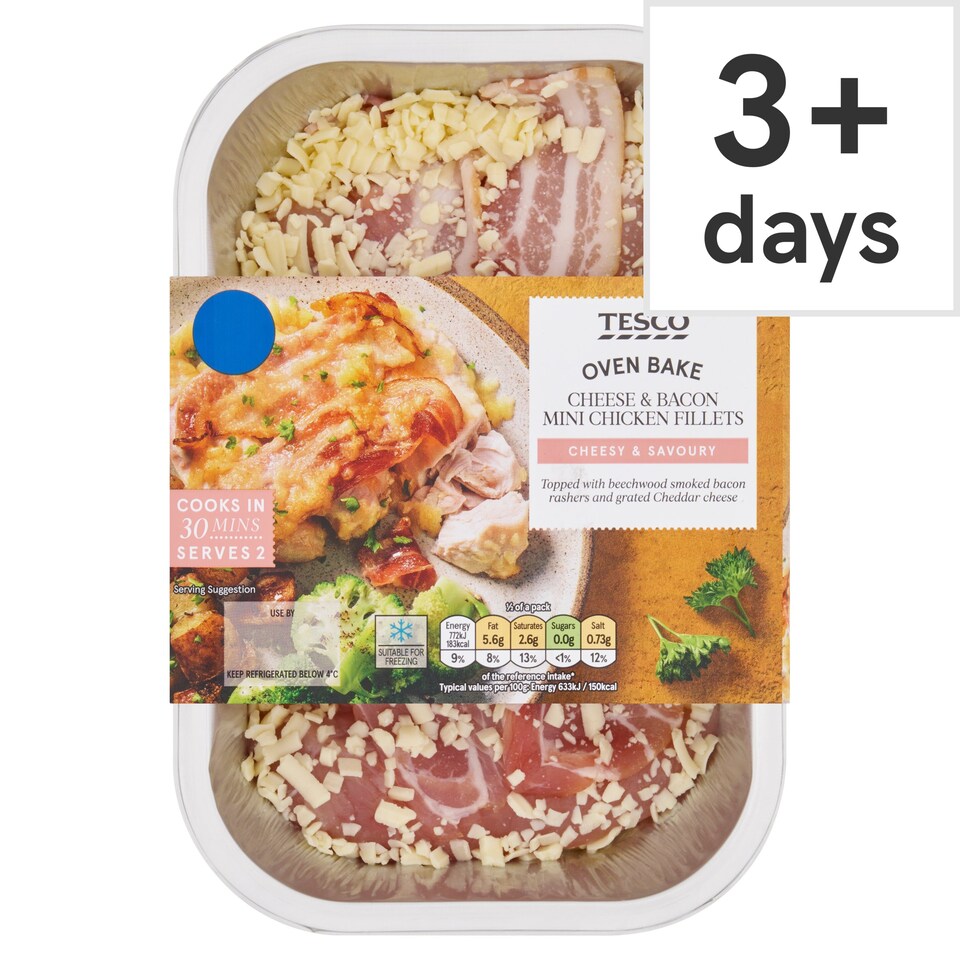 Tesco Cheese & Bacon Mini Chicken Fillets 300g - Tesco Groceries