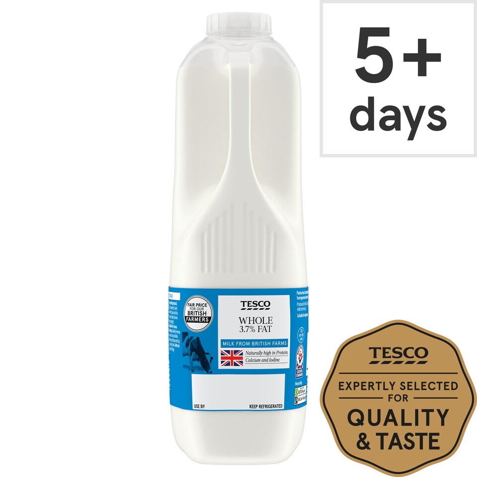 Tesco British Whole Milk 1.13L, 2 Pints - Tesco Groceries