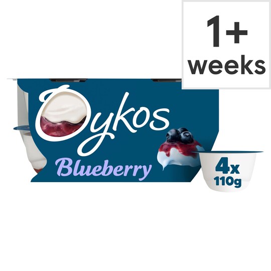 Oykos Greek Style Blueberry Yogurt 4X115g - Tesco Groceries