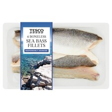 Tesco 4 Boneless Sea Bass Fillets 360G - Tesco Groceries