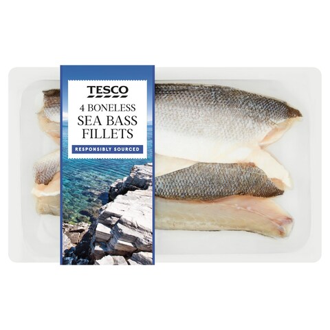 Tesco 4 Boneless Sea Bass Fillets 360G - Tesco Groceries