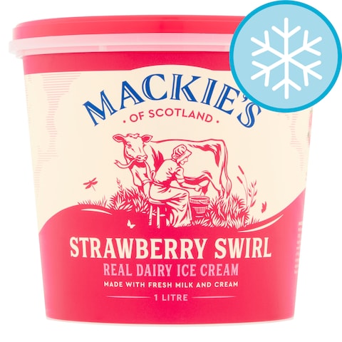 Mackie's Strawberry Swirl Dairy Ice Cream 1L - Tesco Groceries