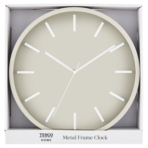 Tesco Home Cream-Colored Metal Frame Clock - Tesco Groceries