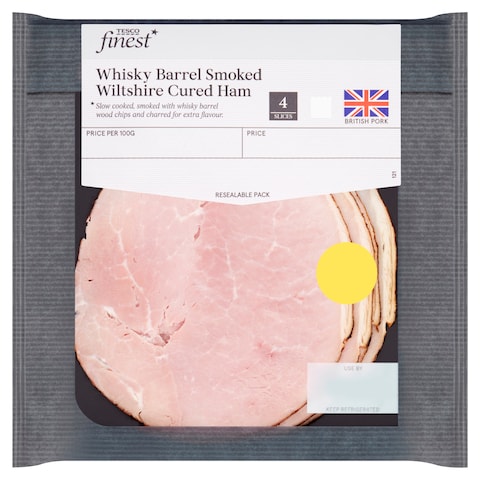 Tesco Finest Whisky Barrel Smoked Wiltshire Cured Ham 100G - Tesco ...