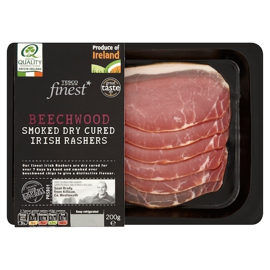 Tesco Finest Irish Smoked Dry Cure Rashers 240G - Tesco Groceries