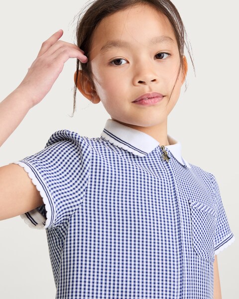 F&F School Girls 2-Pack Gingham Pleated Dresses in Navy - Tesco Groceries