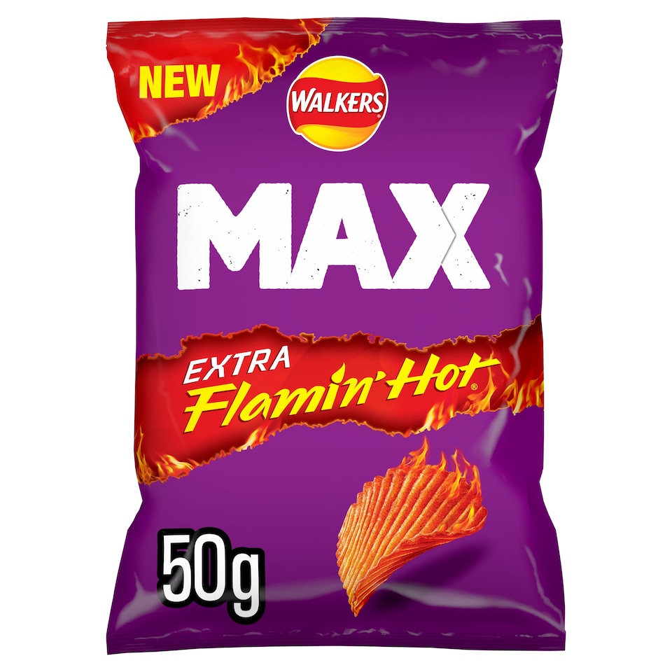 Walkers Max Extra Flamin Hot Grab Bag Crisps 50g - Tesco Groceries