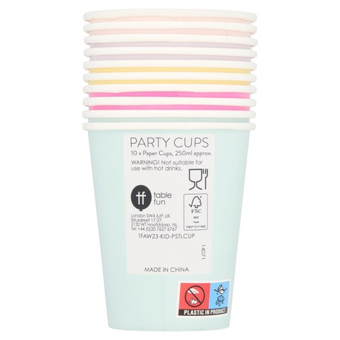 Multi Pastel Party Cups 10 Pack - Tesco Groceries