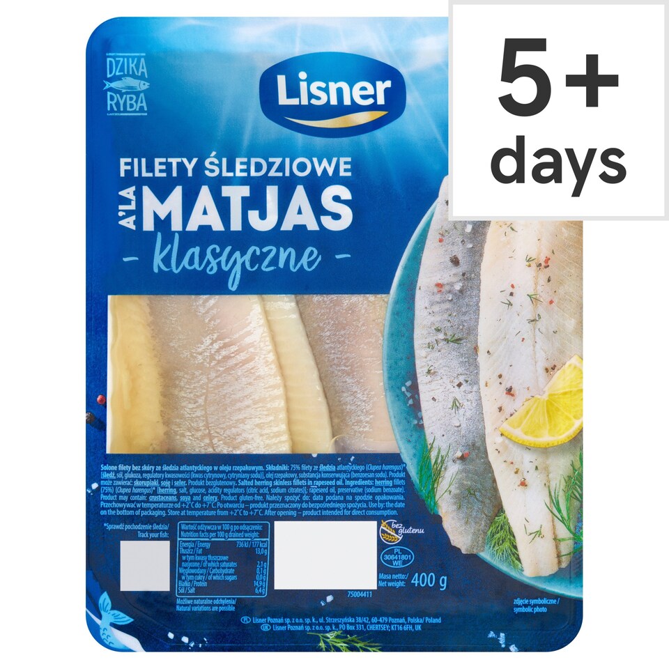 Lisner Matjas Herring Fillets 400G - Tesco Groceries