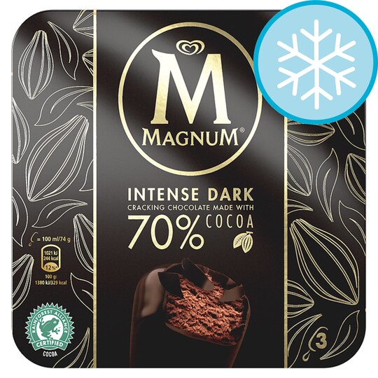 Magnum Intense Dark Chocolate Ice Cream 3 Pack - Tesco Groceries