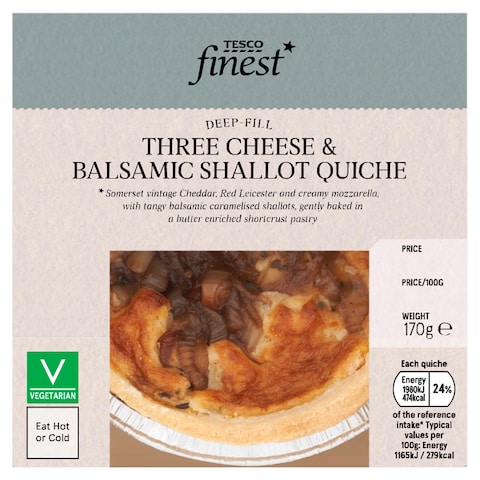 Tesco Finest Three Cheese & Balsamic Shallot Quiche 170g - Tesco Groceries