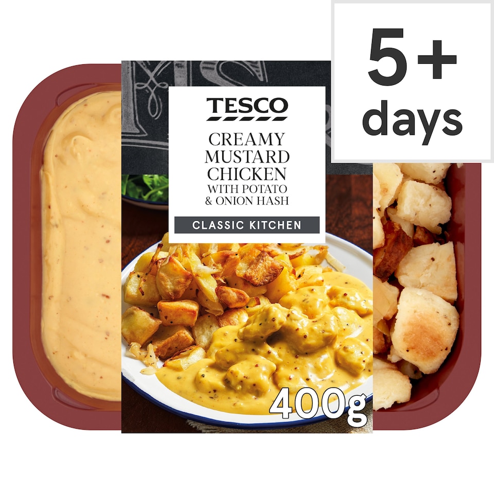 Tesco Creamy Mustard Chicken With Potato & Onion Hash 400G - Tesco ...