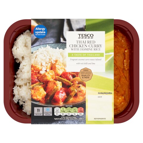 TESCO RED THAI CHICKEN CURRY WITH JASMINE RICE 400G - Tesco Groceries