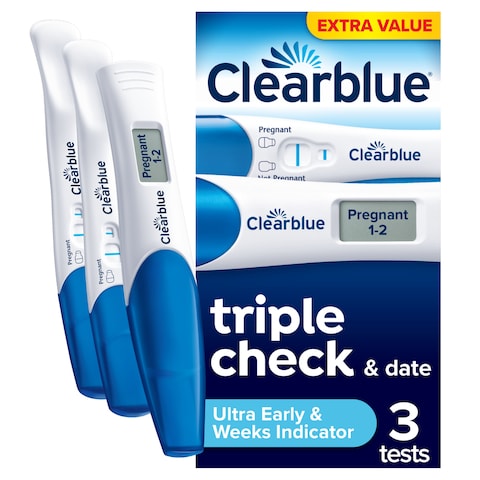 Clearblue Triple Check & Date Pregnancy Test Combo Pack with 3 Tests ...