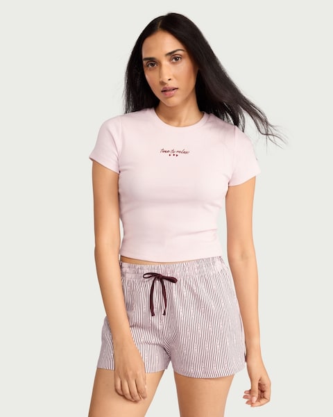 F&F 2-Piece Cotton Rich Striped Pyjama Set in Multi Pink - Tesco Groceries
