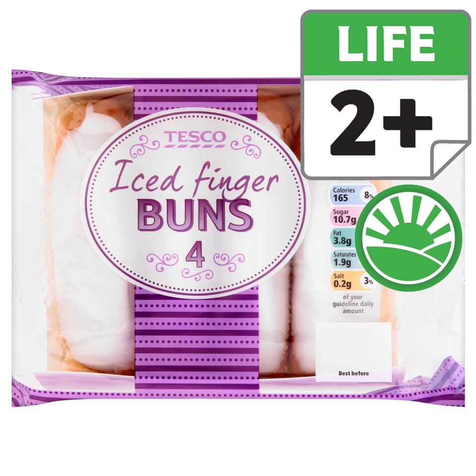 Tesco Iced Finger Buns 6 Pack - Tesco Groceries