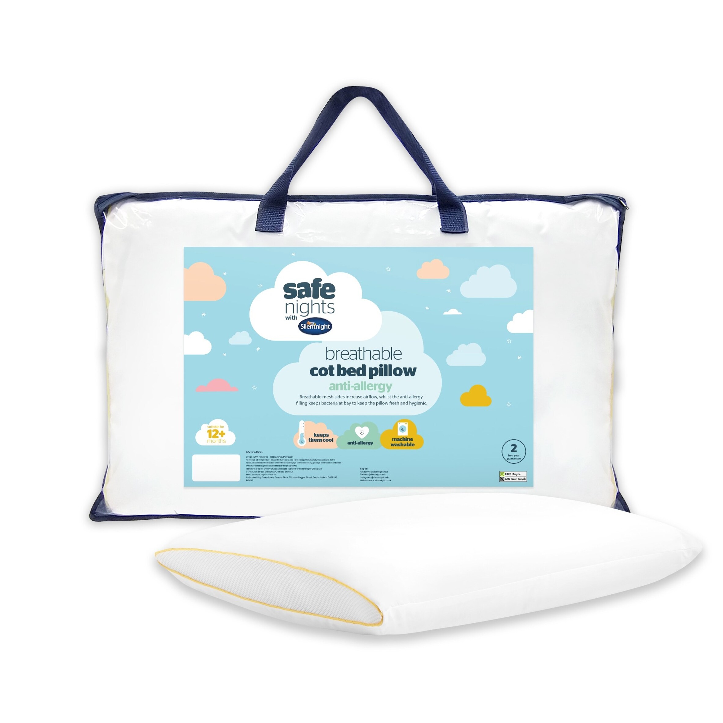 SILENTNIGHT Safe Nights Breathable Cot Bed Pillow - Tesco Groceries