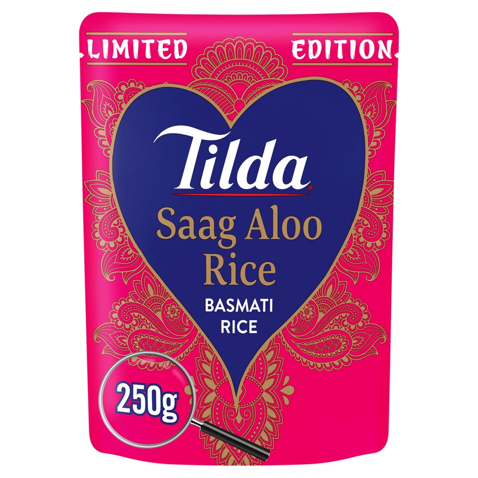 Tilda Microwave Saag Aloo Rice Limited Edition 250g - Tesco Groceries