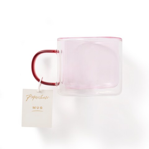 Paperchase Double Walled Glass Mug - Pink - Tesco Groceries