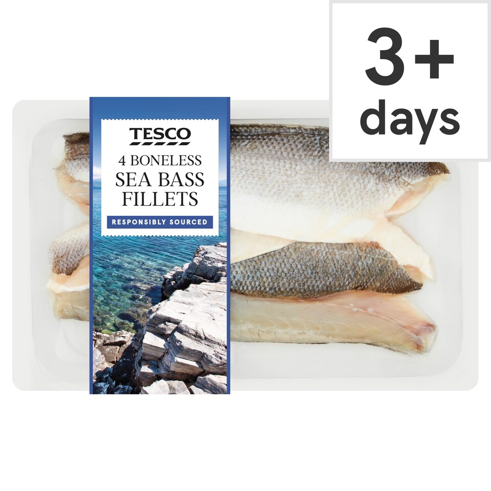 Tesco 4 Boneless Sea Bass Fillets 360G - Tesco Groceries