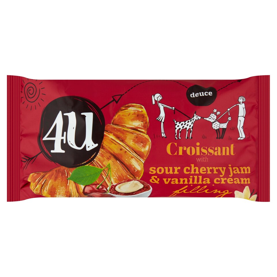 4U Croissant with Sour Cherry Jam & Vanilla Cream Filling 80 g - Tesco ...