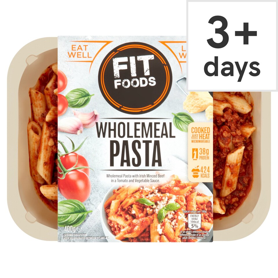 Fit Foods Wholemeal Pasta Minced Beef And Vegetable Sauce 400G - Tesco ...