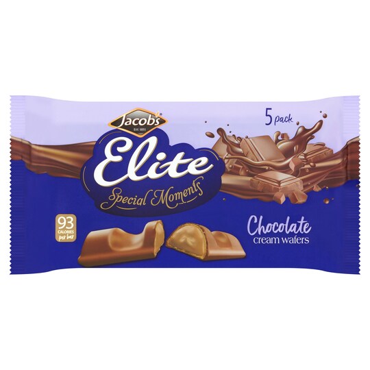 Jacob's Elite Chocolate Cream Wafers 5X17.25G - Tesco Groceries
