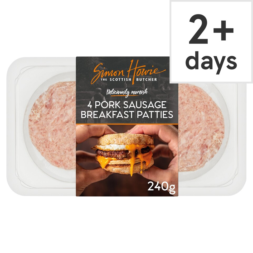 Simon Howie 4 Pork Sausages Breakfast Patties 240G - Tesco Groceries