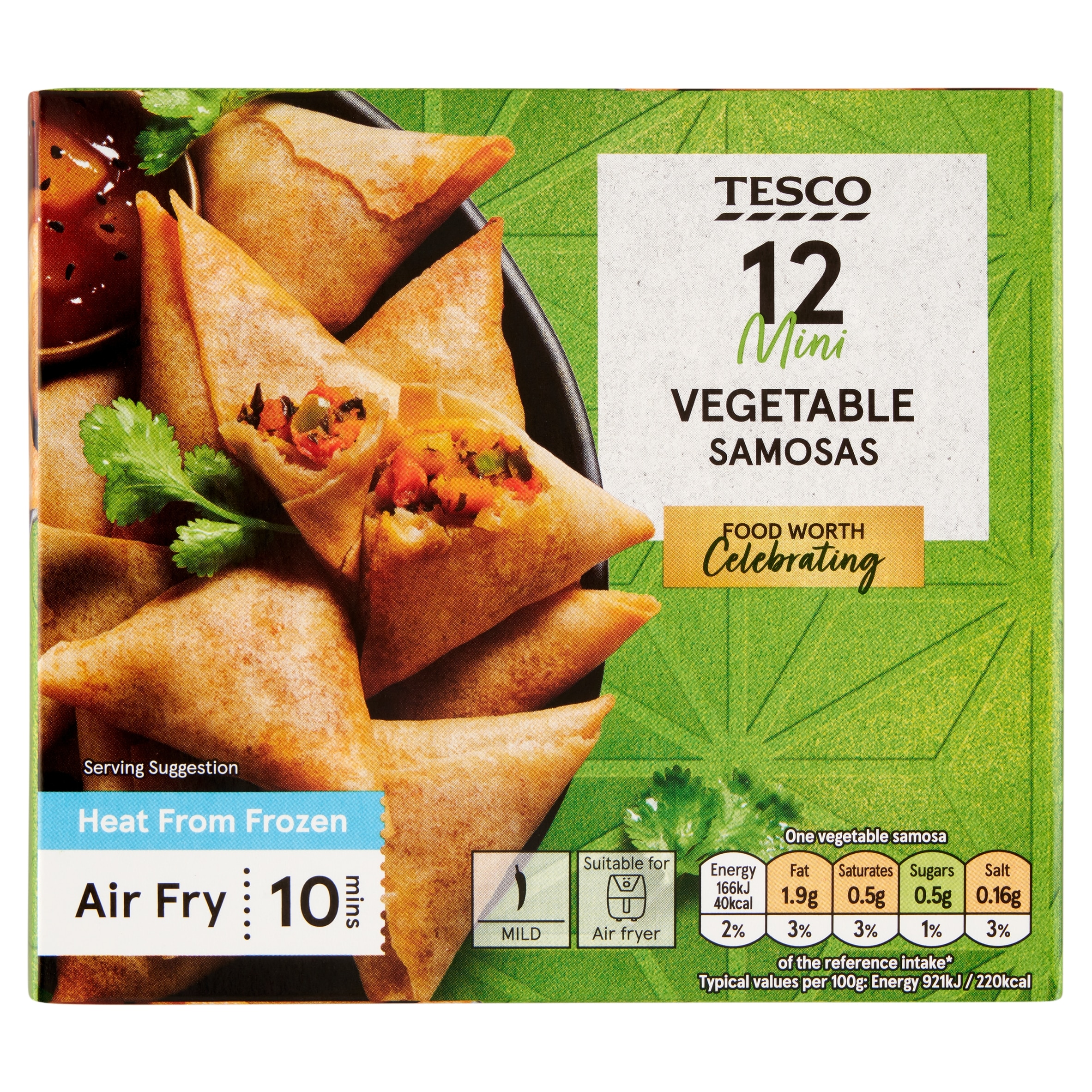 Tesco Mini Vegetable Samosas 12 pcs 216 g - Tesco Groceries