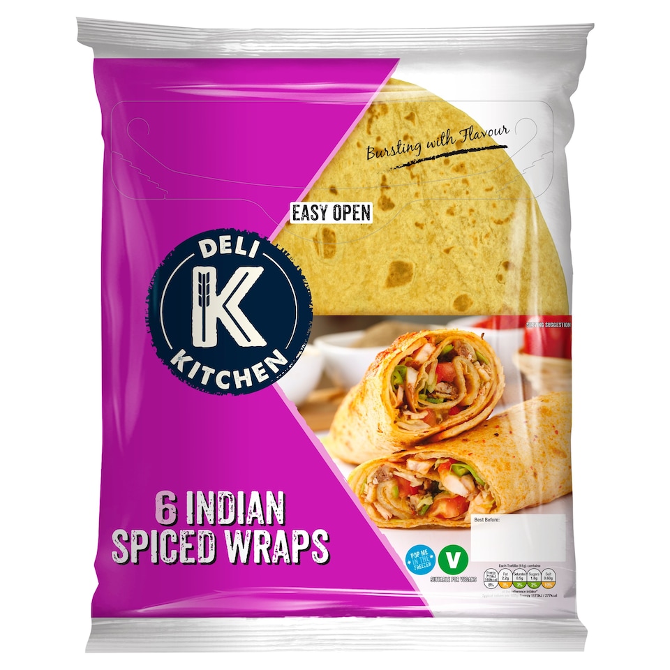 Deli Kitchen 6 Indian Style Wraps 366g - Tesco Groceries