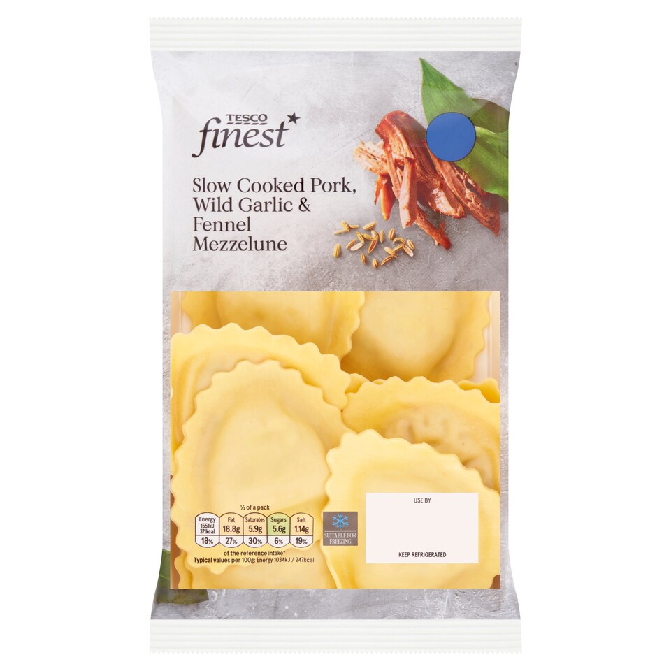 Tesco Finest Pork Wild Garlic & Fennel Mezzelune 250G - Tesco Groceries